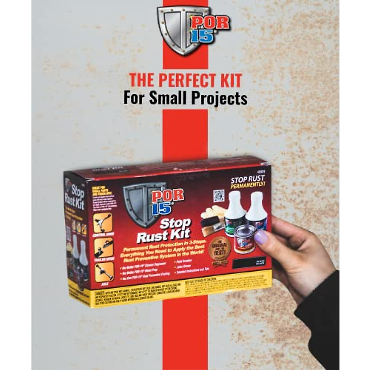 POR-15 Stop Rust Kit, Non-Porous Coating Seals and Protects Metal from Rust and Corrosion, Gloss Black