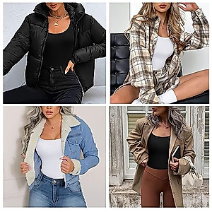 Ekouaer Long Sleeve Fitted Shirt Womens Scoop Neck Tight Tops Slim Fit Long Sleeve Undershirts Basic Shirts Thermal Tee Black,White M