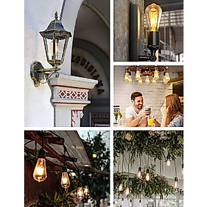 Qualilux Dusk to Dawn Edison Light Bulbs ST58(ST19), Vintage Amber Glass, Warm Light, 6.5W=60W, Non-Dimmable Auto On/Off Light Sensing LED Filament Bulb Outdoor, 700LM, E26, 2-Pack, HQ-H027