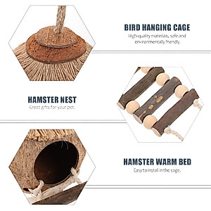 POPETPOP 2 Pcs Parrot Coconut Shell Nest Hamster Bed Natural Hanging Bed Hamster Hanging Bed Warm Sleeping Bag Hamster Warm Bed Pet Supplies Bird Resting Bed Hamster Hanging Nest Bird Nest