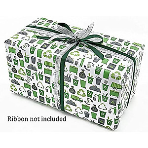 Garbage Birthday Party Gift Wrapping Paper, Folded Flat 30 x 20 Inch, 3 Sheets