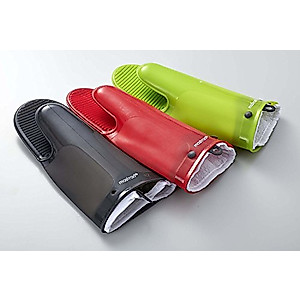 Mastrad Red Oven Mitt Gloves, Heat Resistant, Dishwasher Safe, Waterproof, Non-Slip with Cotton Linings, Baking - F82315