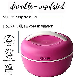 kinsho Bento Salad Container, Lunch Bowl for Salads | Bento Lunch-Box Containers with Lid for Adults | Meal Prep Kit for Lunches To Go | Leakproof Dressing Cup | BPA-Free Grey