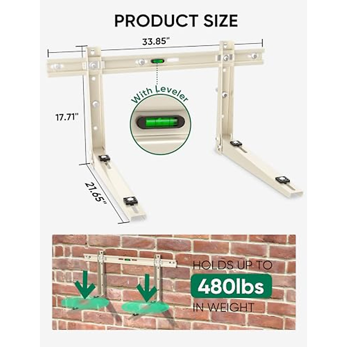 Plusluck Mini Split Wall Mounting Bracket for 18000-24000 BTU Mini Split Air Conditioner with Leveler Universal Ductless AC and Heat Pump Systems Outdoor