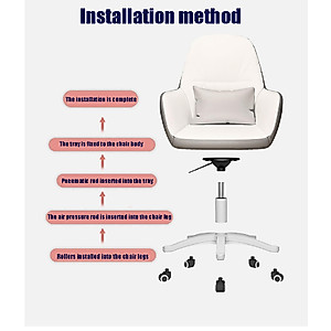 Home Office Desk Chairs, Swivel Chair Cute Leather Computer Office Dressing Table Chair for Women, Ergonomic Height Adjustable Swivel Chair (Color : Gray and Off-White)