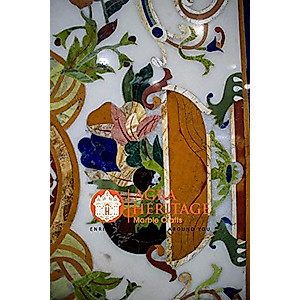 White Marble 60"x36" Dining Furniture Table Top Italian Inlay Handmade Art Living Restaurant Decor