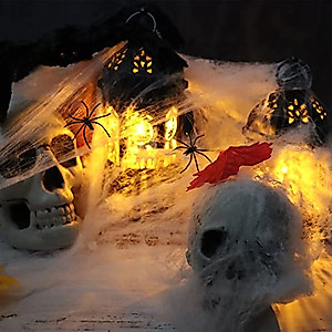 Reperla Festive Lanterns, 7.8" Halloween Decorations Lights with Patterns,Black Flame Effect LED Candle Lantern Kids Gifts for Home,Table,Tree,Activities,Party,Porch (Set of 2)