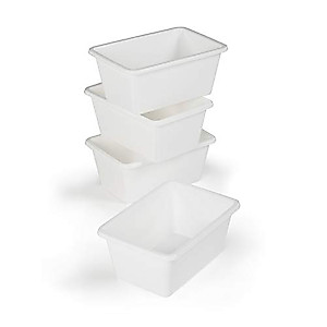 Humble Crew, White Small Plastic Storage Bins, Set of 4