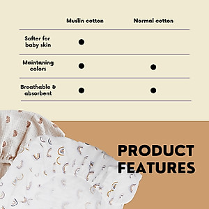 Chippi & Co Little Rainbow Tan Boho Muslin Cotton Fitted Crib Sheet for Baby Standard Size Mattress, boy and Girl Unisex Nursery Bedding 52x28x9''
