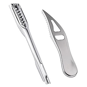 BESTonZON 3 Sets Scaler Skin Manual Scale Cleaner Peeler Flat Bottle Scraper Prong+Flat Knives Opener Tool Kitchen Seafood Faster Removing Prong Steel Fishs Remover Fish Accessories Easier