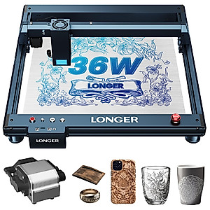 Longer Laser B1 Engraver, 36000mW Laser Cutter Engraving Machine with Air Assist, DIY Precisely Laser Engraving Machine, CNC Machine for Wood and Metal, Acrylic, Leather, etc.Laser Class II
