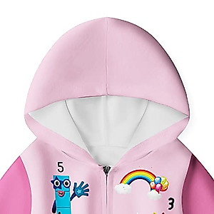 Difforever Girls Numbers Cartoons Zip-up Hoodie Kids Boys Cartoon Sweatshirt Long Sleeve Jacket Coat Daily Causal Wear for 4-8 Years