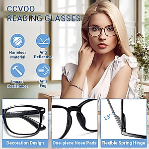 CCVOO 5 Pack Reading Glasses Blue Light Blocking, Filter UV Ray/Glare Computer Readers Fashion Nerd Eyeglasses Women/Men (*C1 Mix, 1.75)
