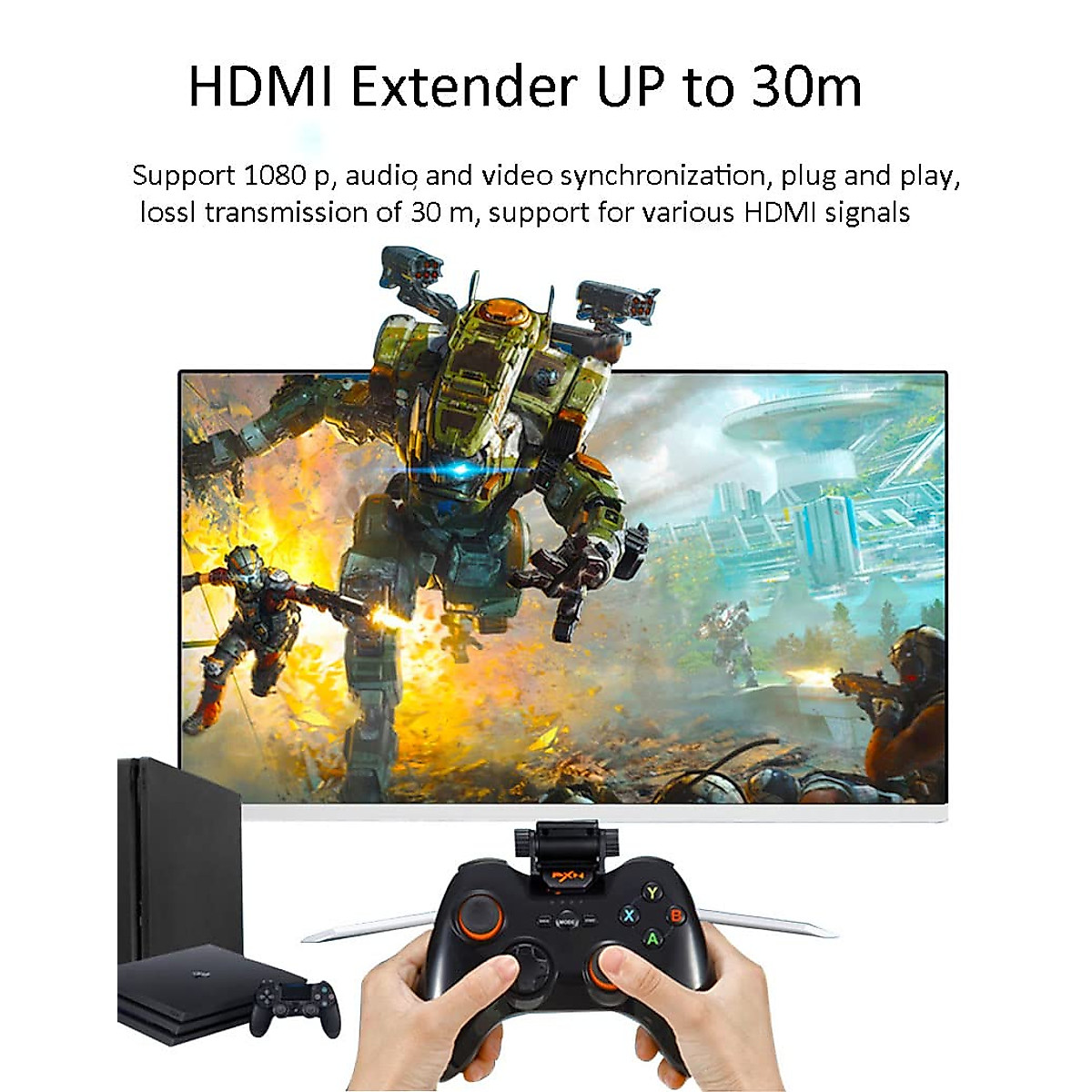 MVBOONE HDMI Extender Adapter Over Cat5e/6 (1pair), HDMI Repeater to RJ45 Ethernet Network Converter, 4k HD 1080p UP to 30m/98ft, for HDTV, Set-top Boxes, DVD, PS4, STB, Black