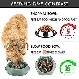 DPOEGTS Slow Feeder Dog Bowl, Puzzle Dog Food Bowl Anti-Gulping Interactive Dog Bowl and Water Dog Bowl for Small/Medium Sized Dogs (Green, Bone)