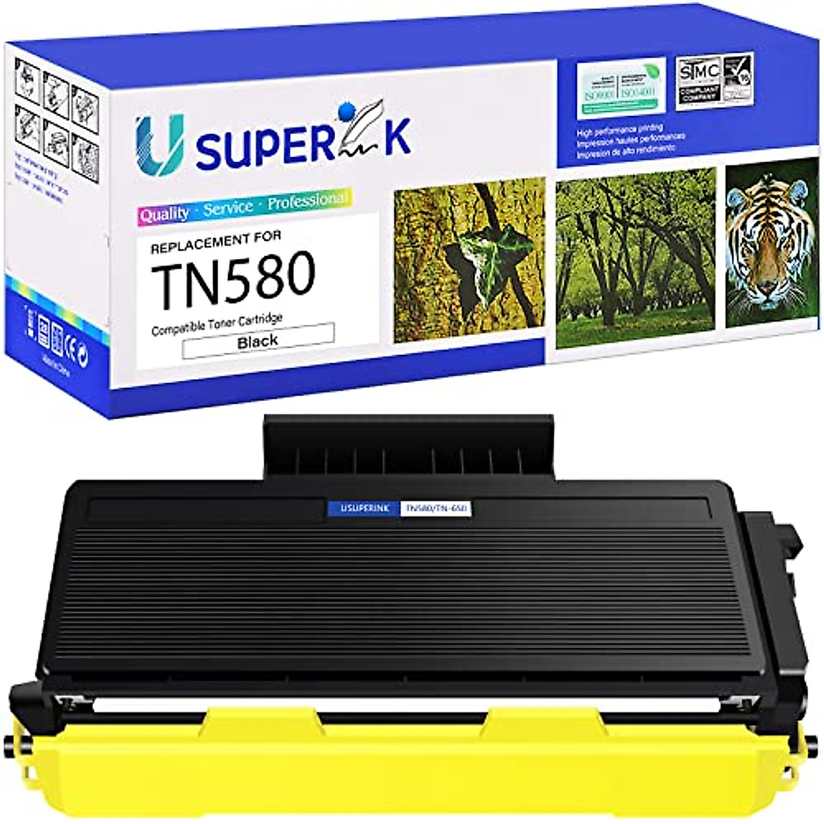 USUPERINK High Yield Compatible Toner Cartridge Replacement for Brother TN580 TN-580 TN550 TN-550 to Work with HL-5250DN HL-5370DW MFC-8480DN MFC-8690DW MFC-8860DN MFC-8890DW Printer (1 Pack, Black)