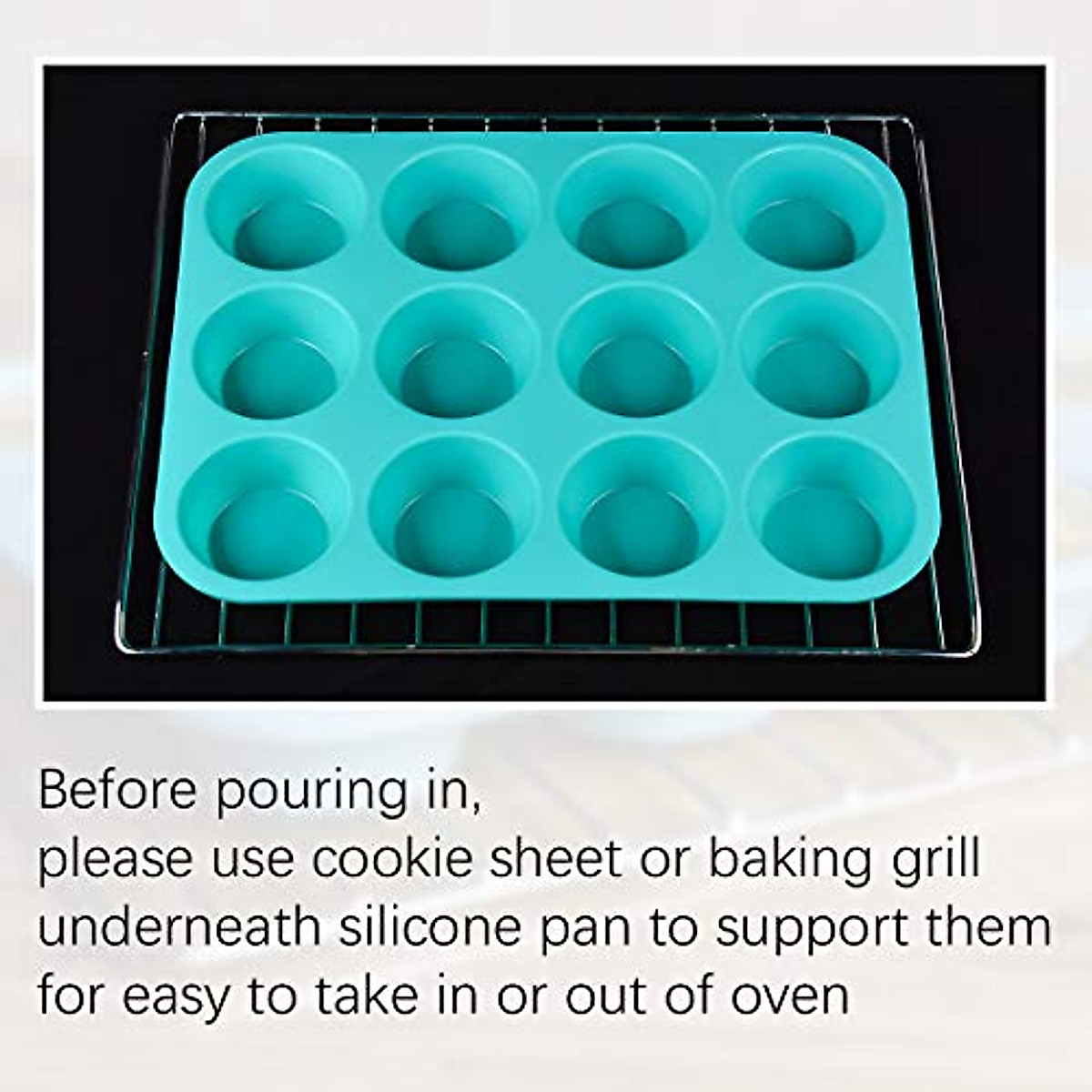 CAKETIME Silicone Muffin Pan Set - Cupcake Pans 12 Cups Silicone Baking Molds,BPA Free 100% Food Grade, Pinch Test Approved, Pack of 2