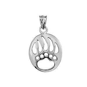 Animal Kingdom Fine Sterling Silver Cut-Out Bear Paw Charm Pendant