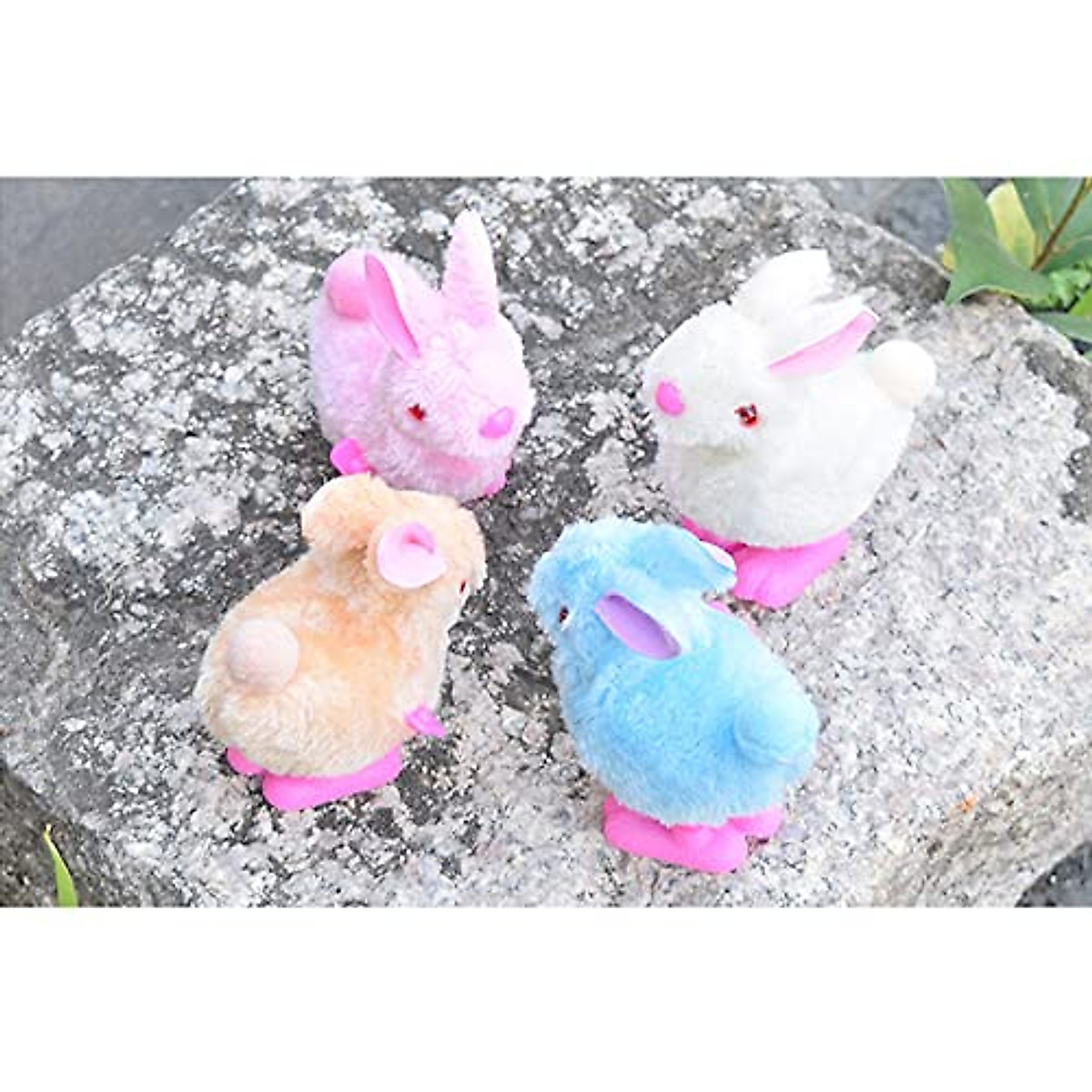 WAMSOLE Bunny and Jumping Chick Wind Up Toys Novelty Chicken Hopping Windup Toy for Kids Toddlers Adult Easter Egg Hunt Basket Stocking Stuffers Party Favors Goody Bag Fillers Gifts (Rabbit)