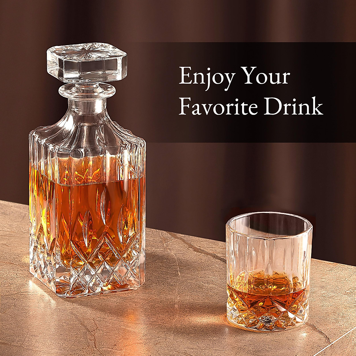 Luxury Gift For Men – Whiskey Decanter Set For Beloved Husband Or Dad Birthday Gift – 4 Whiskey Glasses And Decanter Set Is a Great Gift Idea for Whisky, Bourbon, or Scotch lovers