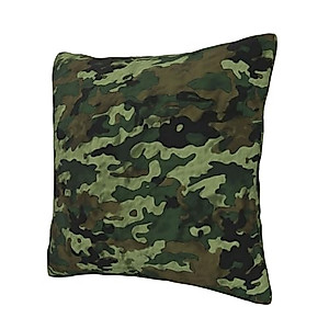 AdaNti Green Military Camo Print Throw Pillow Cover Square Soft Cushion Cover Throw Pillow Case for Home Decor Living Room Bed Couch Car 20"x20"