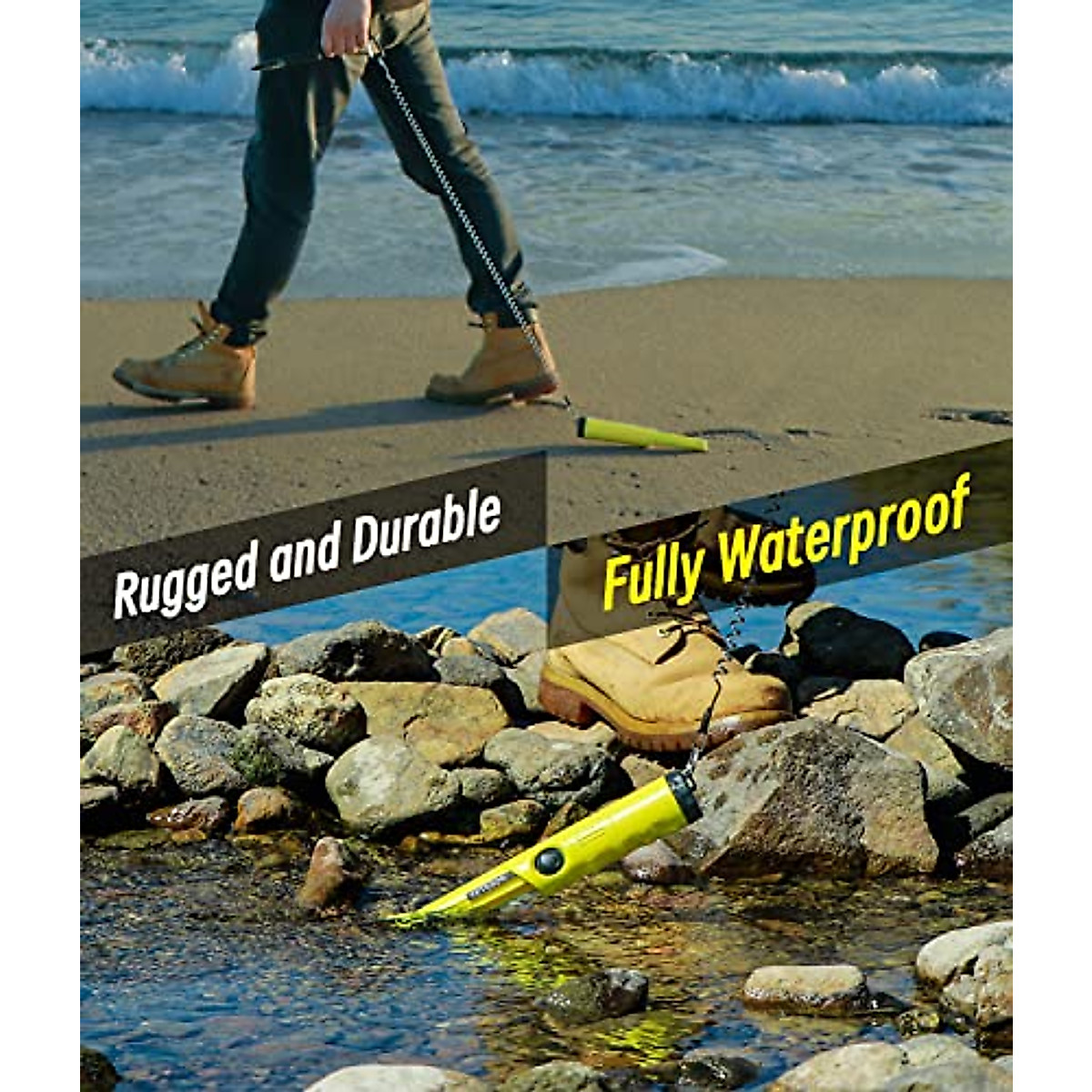 Metal Detector Handheld Pinpointer Waterproof - IP68 with Sand Shovel Professional 360° Search Pin Pointer Wand High Sensitivity Portable Detectors Treasure Pinpointing Finder Probe for Kids, Adults