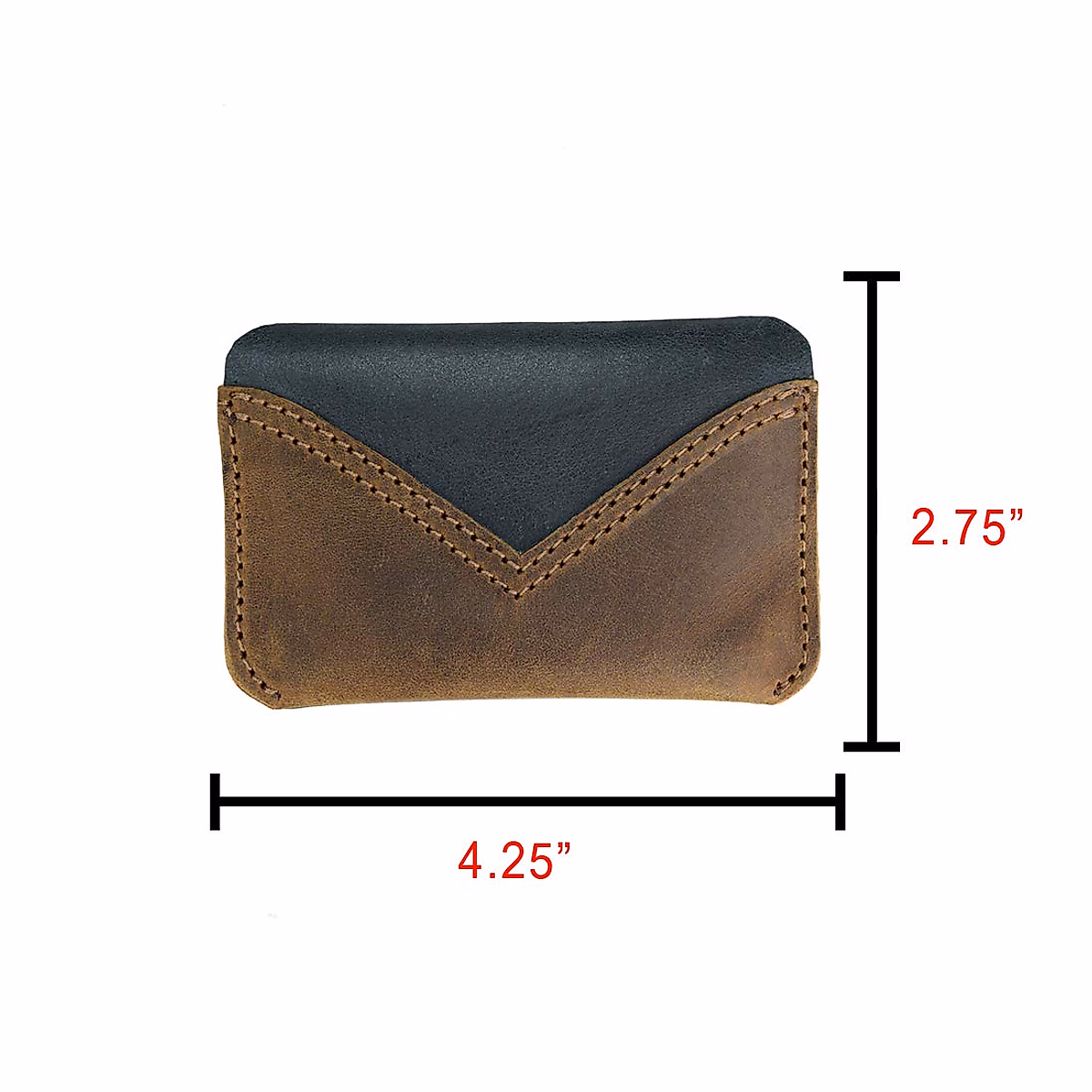 Hide & Drink, Leather Bicolor Card Holder, Holds Up to 8 Cards Plus Folded Bills, Wallet Cash Organizer, Handmade, Multicolor