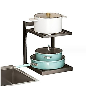 Pots and Pans Organiser Under Sink Storage Adjustable Height,Bathroom Countertop Storage Drawer Rack,for Kitchen Laundry Room Cabinet Basket