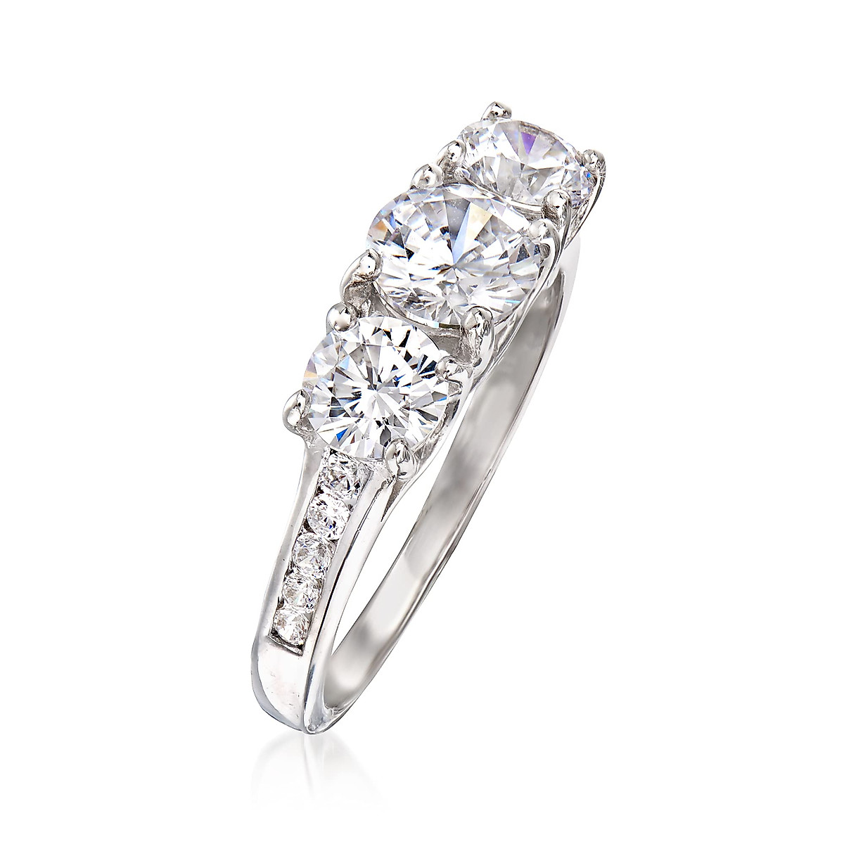 Ross-Simons 1.92 ct. t.w. CZ 3-Stone Ring in Sterling Silver. Size 6