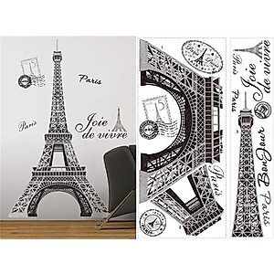 RoomMates RMK1576GM Paris Eiffel Tower Peel and Stick Wall Decal 55.75 inch x 32.5 inch