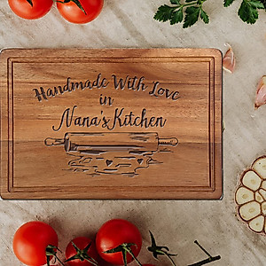 Gift for Nana, Hand made With Love in Nana's, Engraved Kitchen Cutting Board, Gifts for Mom, Grandma, Nana, Mother's Day Gift, Christmas Gift One Size