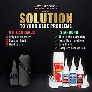Premium CA Glue with Activator Bundle by STARBOND - (2oz) Thin CA Glue, Medium CA Glue, Thick CA Glue, 6 oz. Aerosol Accelerator - CA Glue for Woodworking, Woodturning, Hobby Models, 3D Printing
