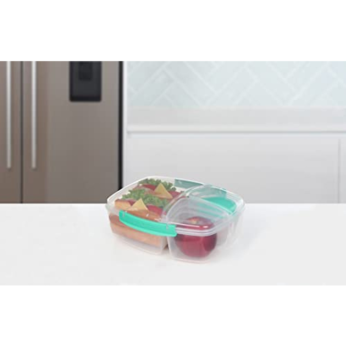 Sistema to Go Triple Split Lunch Box with Yoghurt Pot, 2L - Assorted Colour
