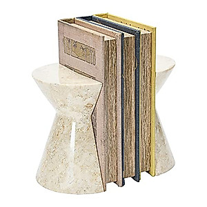Bloomingville Natural Modern Marble Office and Home Contemporary Shelf and Table Décor Set of 2 Bookends, Beige, 2