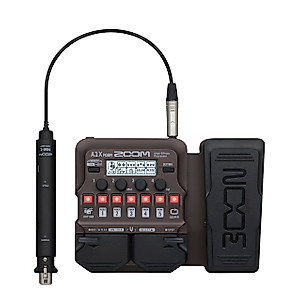Zoom A1X FOUR Acoustic Instrument Multi-Effects Processor with Expression Pedal, Acoustic Modeling, Looper, Rhythm Section, For Guitar, Saxophone, Trumpet, Violin, Harmonica, and Upright Bass