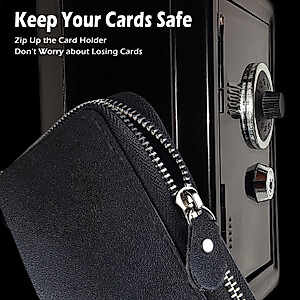 Large Credit Card Holder Wallet Genuine Leather Passport Holder 42 Card Slots (Black)