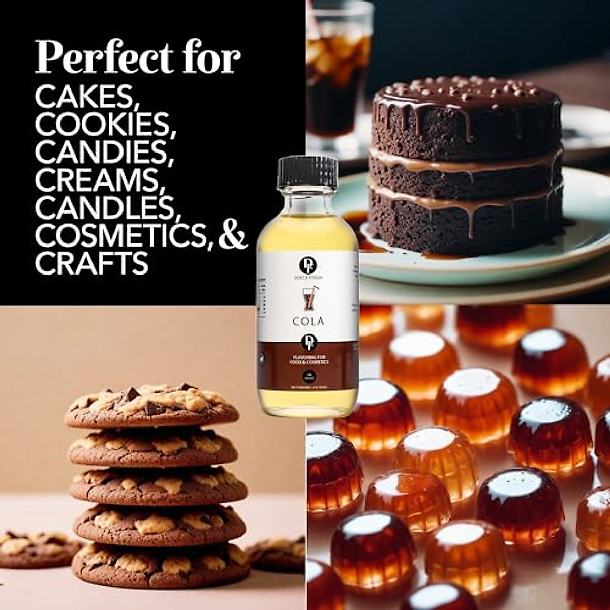 Dolce Flav Natural Cola Extract - 2 Ounce Oil-Soluble Multipurpose Flavoring Ideal for Candy Making, Baking, Lip Balm, and Ice Cream - Perfect Kitchen Gift for Holidays
