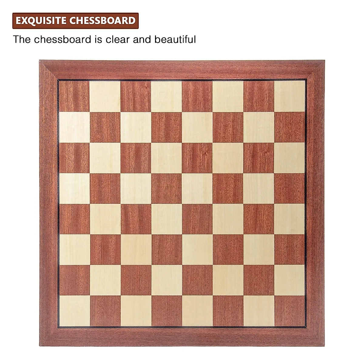 AMEROUS 17 x 17 Inches Wooden Chess Board Only, Professional Tournament Chess Board Large with Chess Rules/Gift Package, Chess Board Game for Kids, Adults