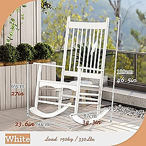 OZCULT Desk Chairs Arm Chair Outdoor Porch Rocking Chair for Front Porch Heavy Duty, Balcony Garden Seat for Decks/Lawn/Backyard/Pool, Loads 330lbs, Set of 2