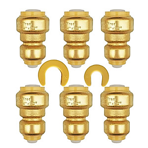 HQMPC 1/2"x3/4" Push Fit PEX Fittings Straight Coupling, Push-to-Connect Copper, CPVC, Brass, 6PCS
