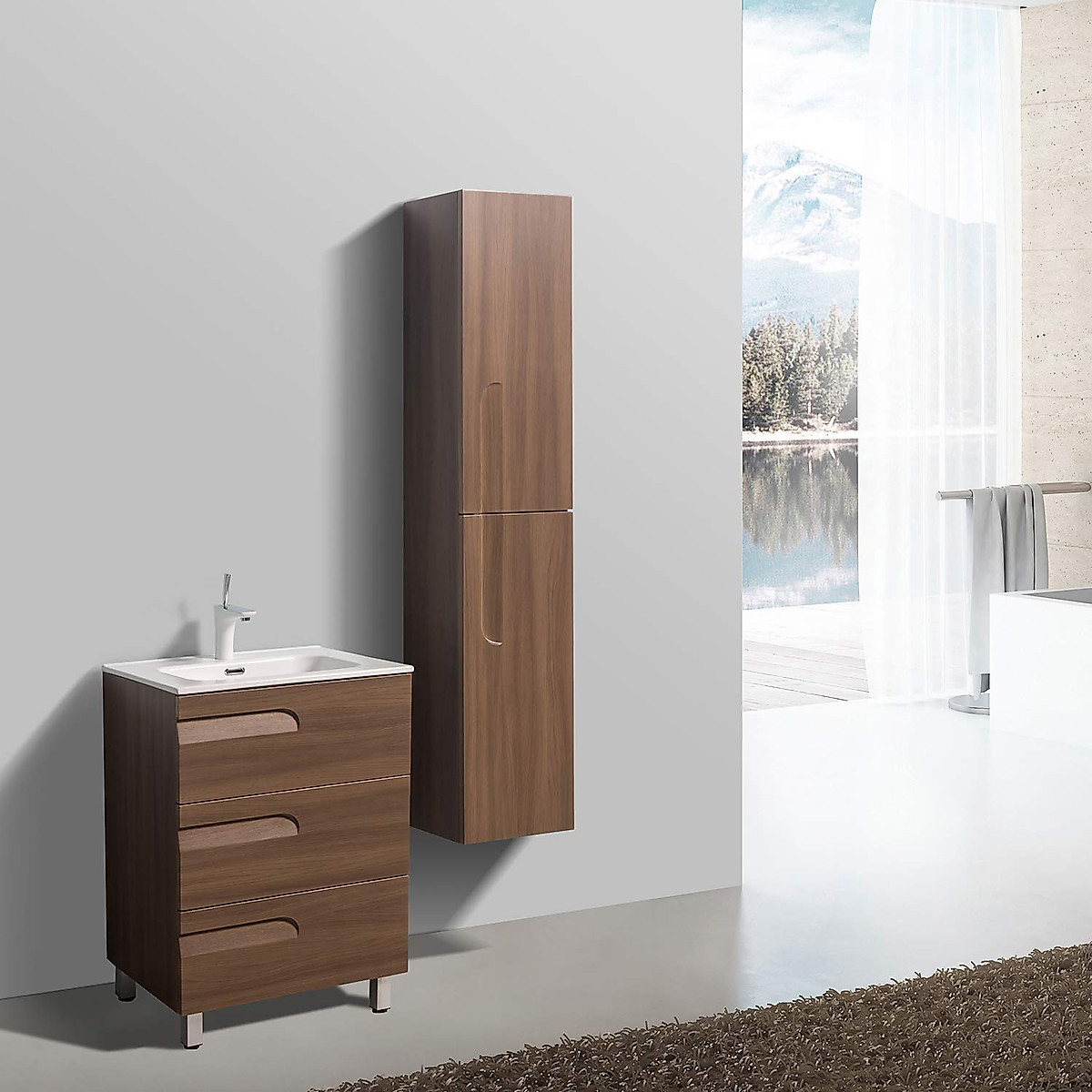 Eviva Joy 24" Graywood Freestanding Bathroom Vanity w/White Integrated Top