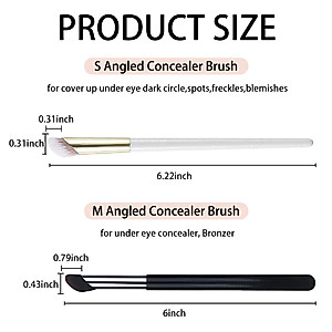 2 Pcs Angled Shading Brush & Mini Nose Contour Brushes, Angled Concealer Brush Under Eye for Dark Circles Puffiness, Bronzer Highlighting Brush, Shadow Brush, Eye Makeup Brushes for Face