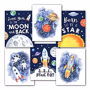 6 Reversible 8x10 Space Decor For Boys Room Prints, Space Themed Bedroom Decor, Outer Space Room Decor, Space Birthday Decorations, Space Poster For Boys Room, Space Theme Classroom Decorations