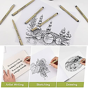 Dacono Drawing Pens, Set of 12 Micro-Pen Fineliner Ink Pens, Black Precision Multiliner Pens for Artist Illustration, Sketching, Calligraphy,Technical Drawing, Manga, Anime, Scrapbooking