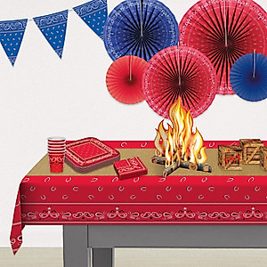 Beistle Red Bandana Tablecover, 54” x 108” – Plastic Table Cloth, Farm Theme Tablecloth, Cowboy Theme Party Decorations, Western Decorations, Bandana Tablecloth, Rectangular Tablecloth