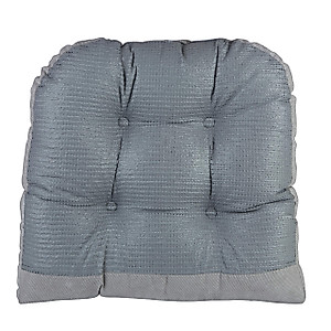 Klear Vu Gripper Overstuffed Universal Non-Slip Dining Chair Cushions for Kitchen Decor or Office Use, U-Shaped Skid-Proof Seat Pad, 17x17 Inches, 2 Count (Pack of 1), Gray