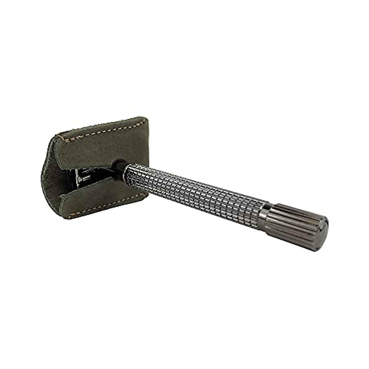 Hide & Drink, Leather Double Edge Safety Razor Head Protective Sheath, Shaving Travel Cover Handmade (Peat Moss)