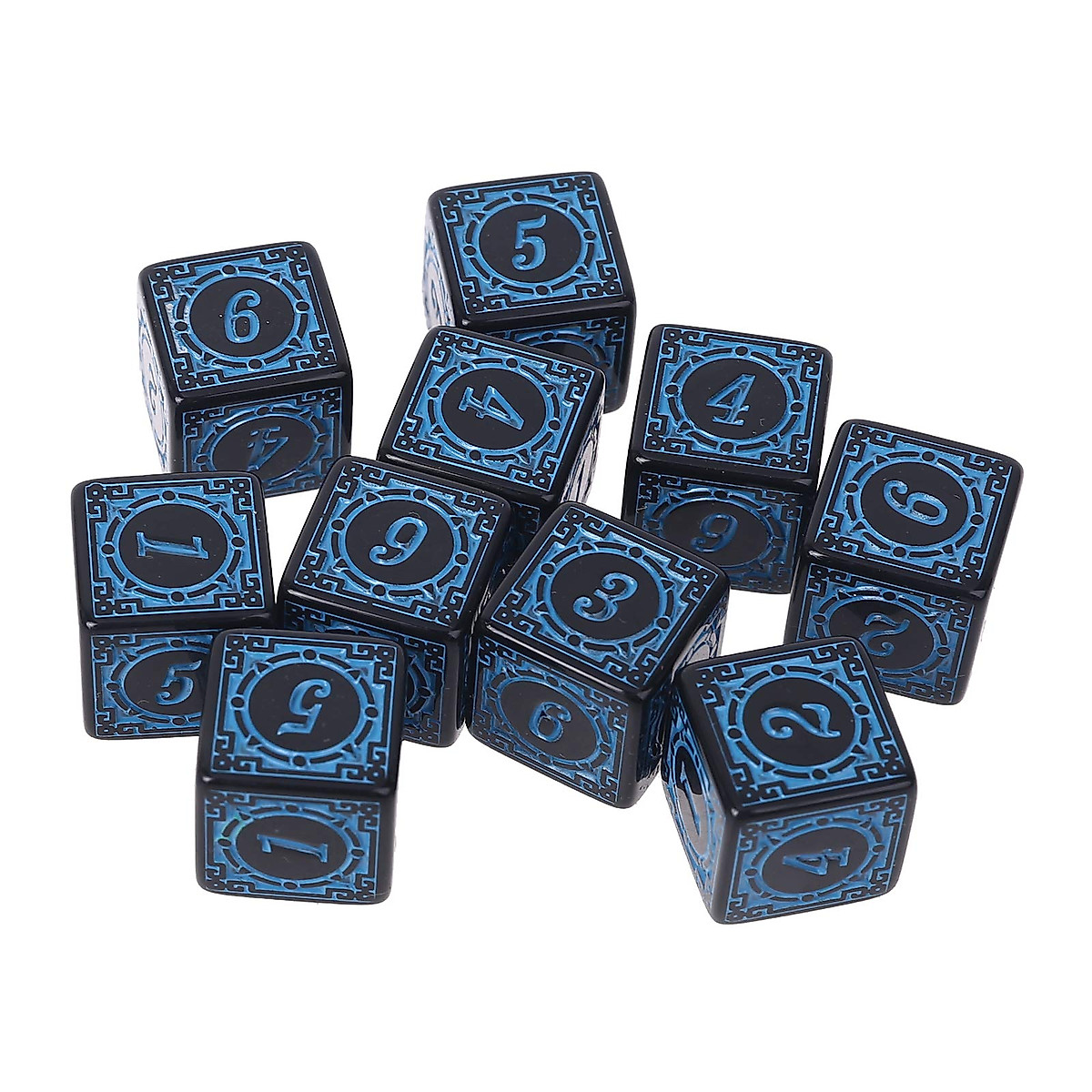 10Pcs D6 Polyhedral Dice Square Edged Numbers 6 Sided Dices Beads Table Board Role Play Game for Bar Club Party Polyhedral Dice Set Filled DND Dice Polyhedral Dice Set Green Polyhedral Dice Set Blue