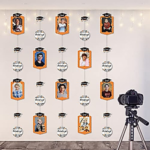 Big Dot of Happiness Orange Grad - Best is Yet to Come - Orange Graduation Party DIY Backdrop Decor - Hanging Vertical Photo Garland - 35 Pieces