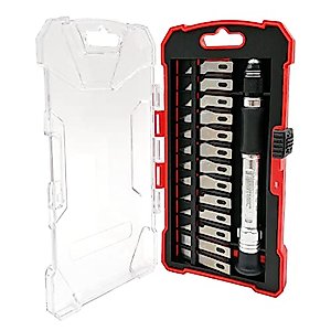 HAUTMEC 14 in 1 Hobby Knife Craft Knife Set SK5 for DIY Art Work Cutting - 1 Handles and 13 Spare Blades with Storage Case for Craft, Hobby, Carving, Art Modeling and Scrapbooking HT0109-HK